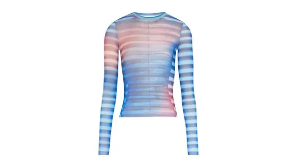 JEAN PAUL GAULTIER Printed Mesh Tank Top - Light Blue