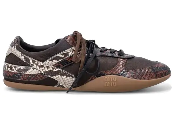 Miu Miu Gymnasium Technical Sneaker Python Print - Moro/tabacco
