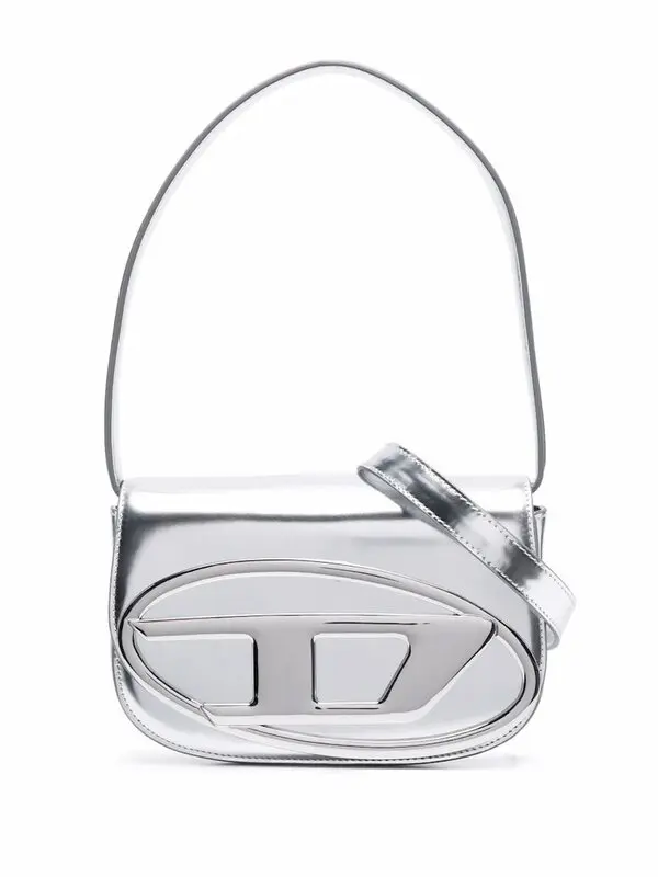 DIESEL Mirrored Leather 1dr Iconic Shoulder Bag - Silver