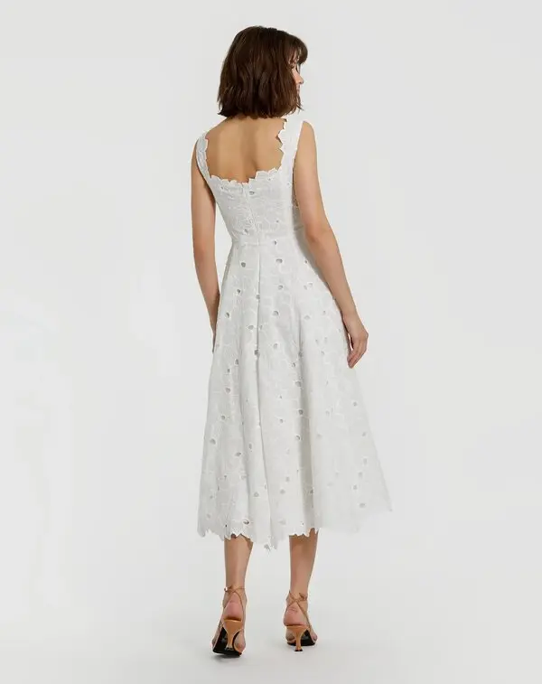 Mac Duggal Embroidered Cotton A-line Midi Dress