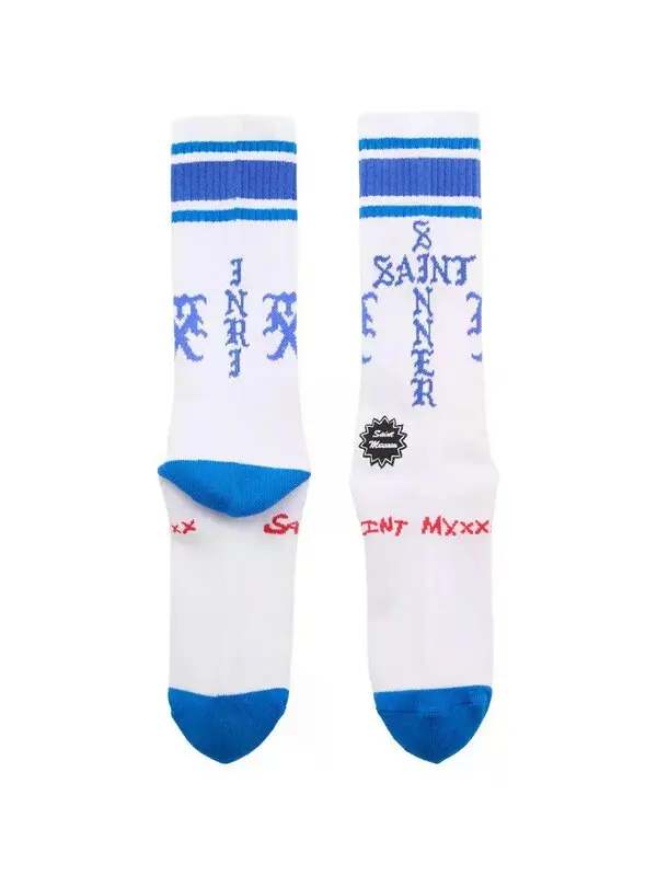 SAINT MXXXXXX Striped Crew Socks