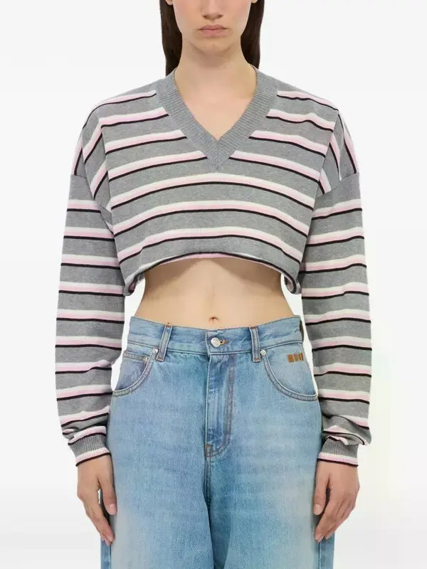 MSGM Striped V-neck Knitwear