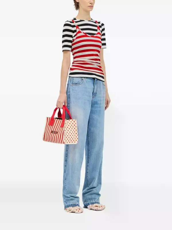 MSGM Striped Print Tote - Red