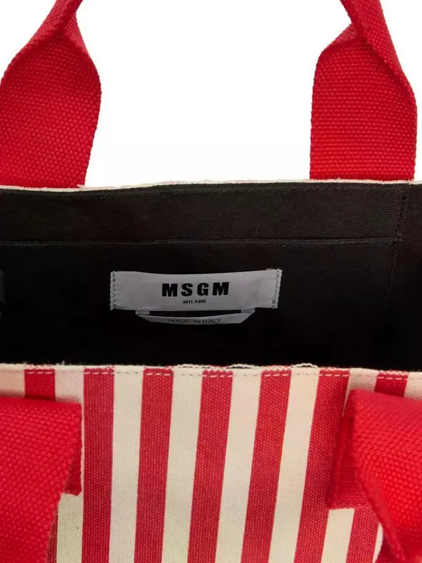 MSGM Striped Print Tote - Red