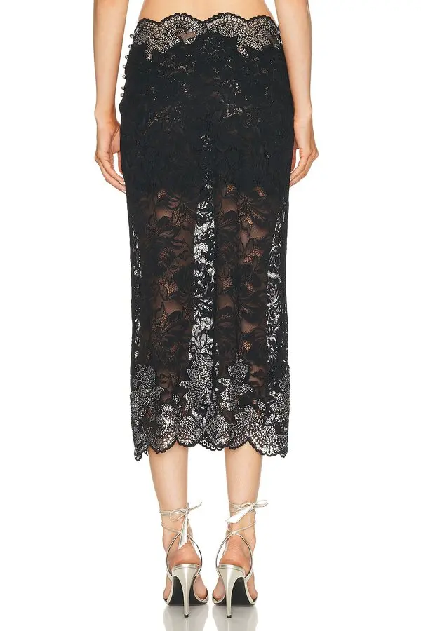 Rabanne Studded Lace Midi Skirt