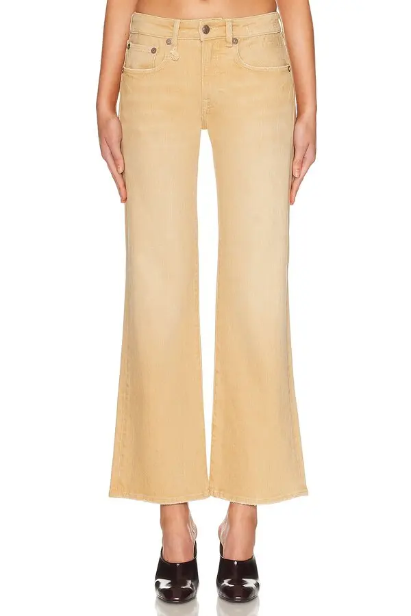 R13 Joan Cropped Flare Leg - Stretch Sand Khaki