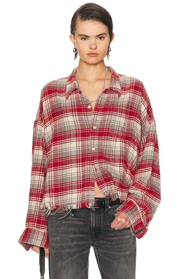 R13 Drop Neck Cropped Shirt