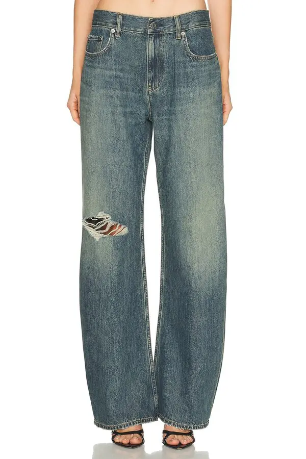 Helmut Lang Relaxed Destroyed Bootcut Leg - Tinted Vintage Blue