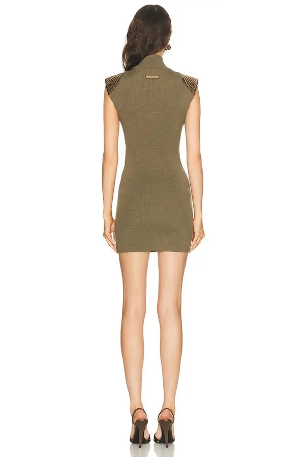 Jean Paul Gaultier Lingerie Satin Cut Out Zipped Short Dress - Khaki