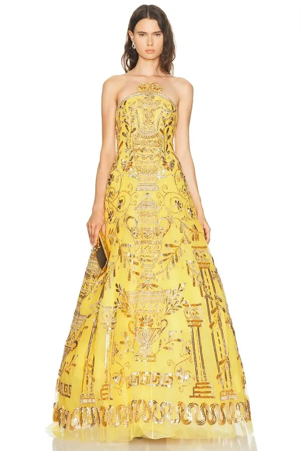 Carolina Herrera Embellished Strapless Gown - Daffodil
