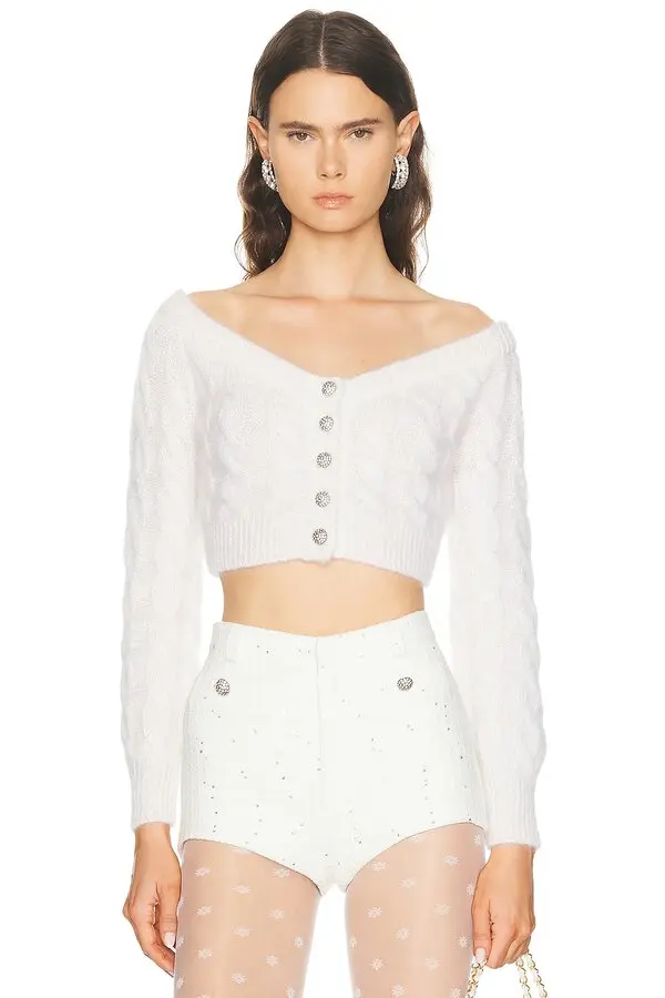 Alessandra Rich Off Shoulder Top - White