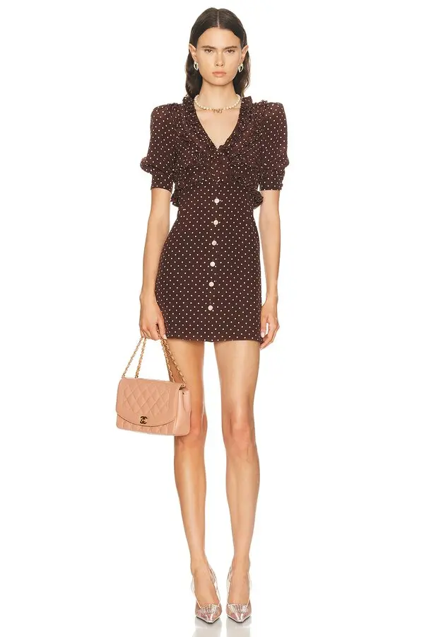 Alessandra Rich Mini Dress - Brown & White