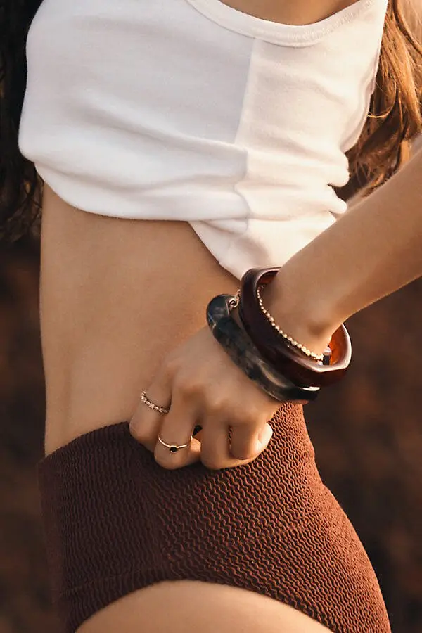 Anthropologie Set Of Three Bangles - Black/silver