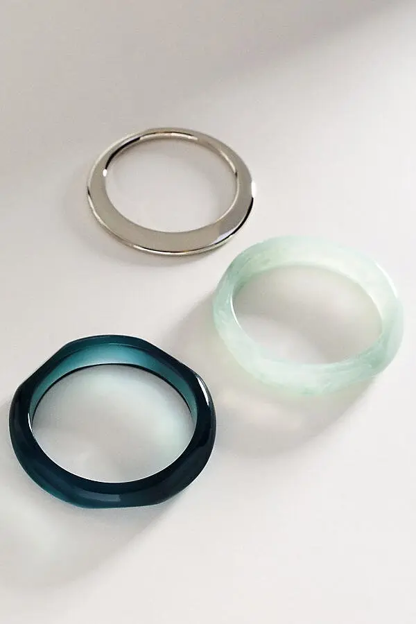 Anthropologie Set Of Three Bangles - Blue/silver