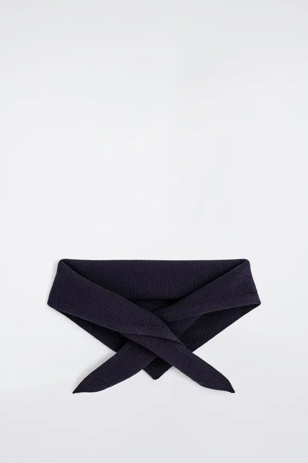 Cos Textured Merino Wool Scarf - Navy