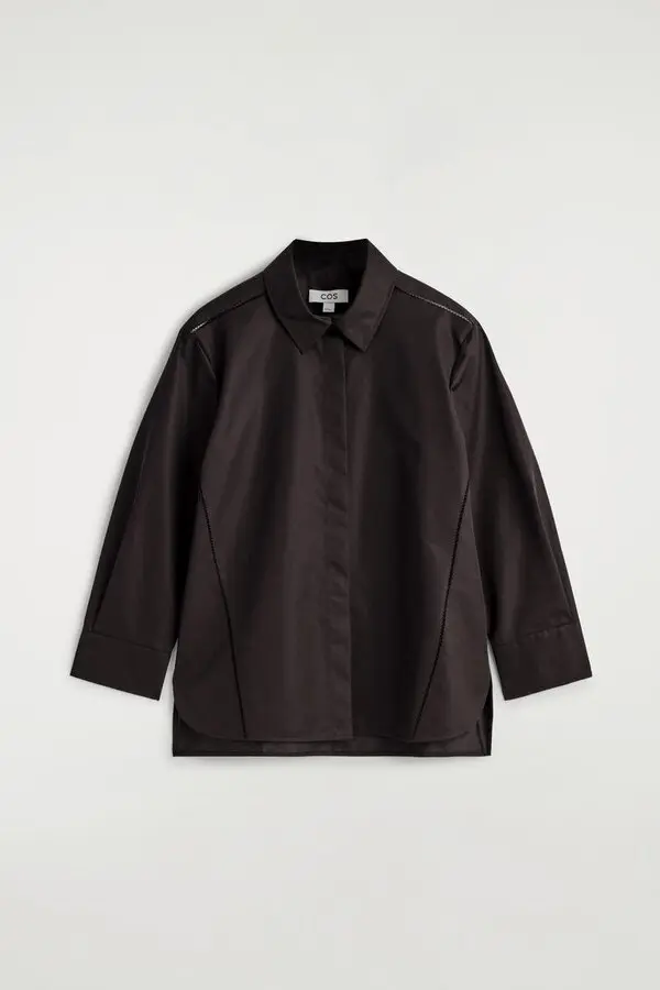 Cos Embroidered Cotton Shirt - Brown