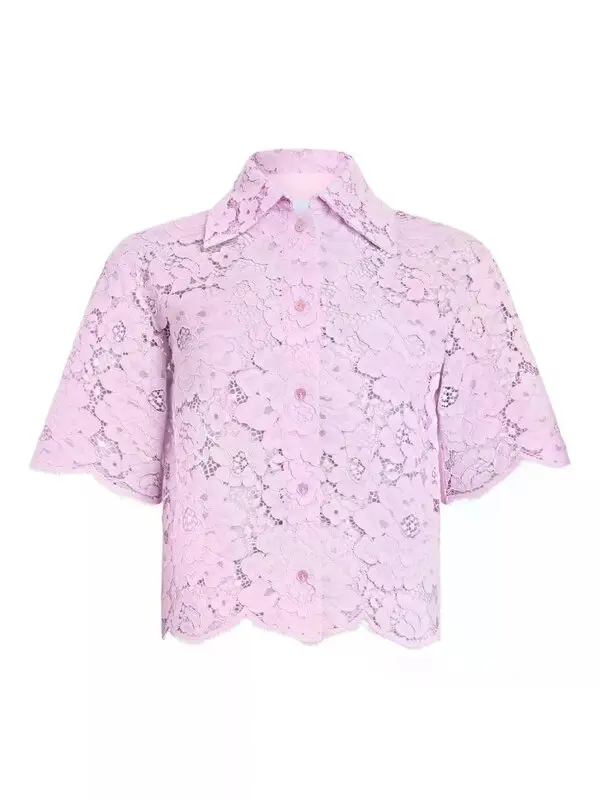 Patou Lace Short-sleeves Shirt - Pink