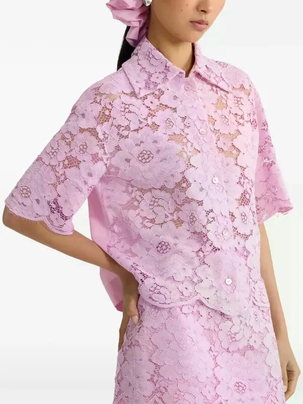 PATOU Lace Short-sleeved Shirt - Pink