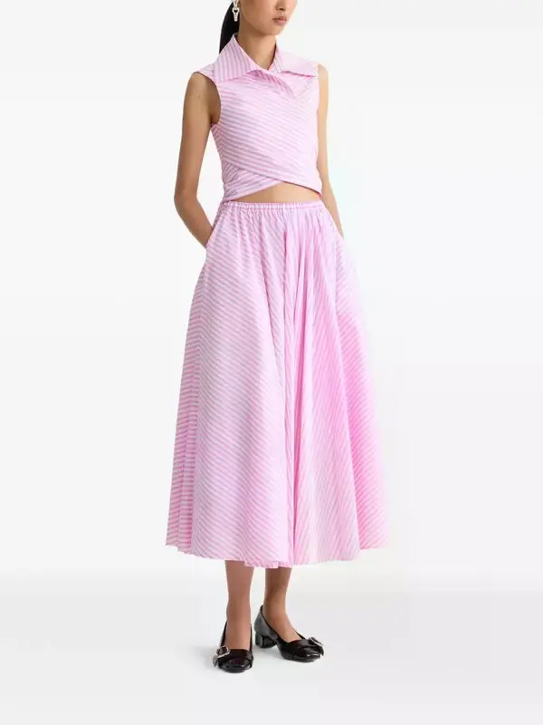PATOU Striped Midi Skirt - Pink