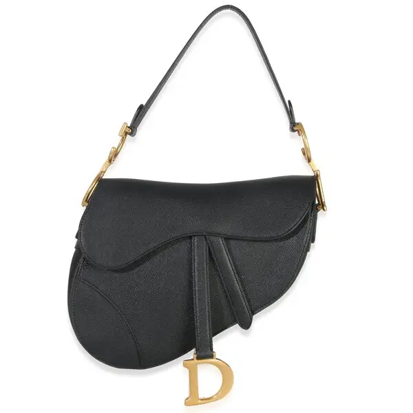 Dior Grained Calfskin Saddle Bag - Black
