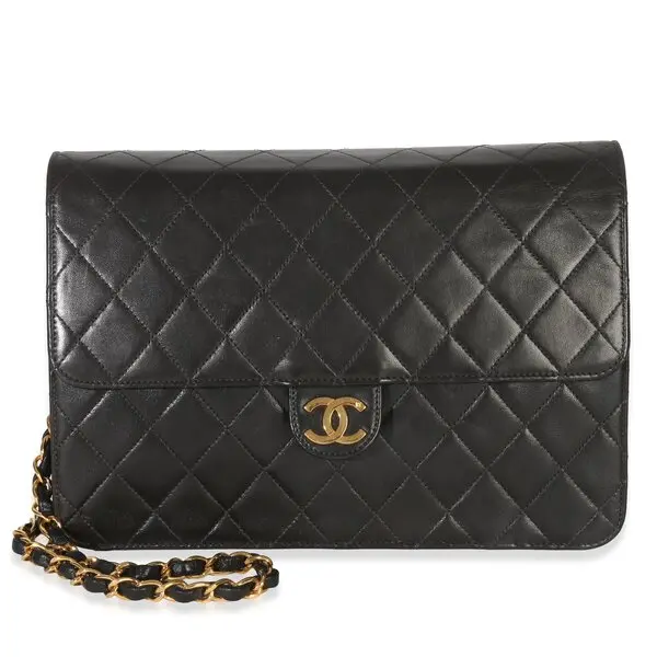 Chanel Vintage 24k Quilted Lambskin Single Flap Bag - Black