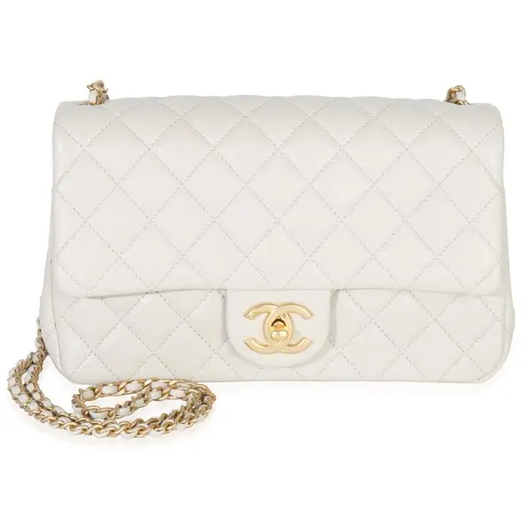Chanel Light Grey Quilted Lambskin Cc Crush Small Flap Bag - Gray