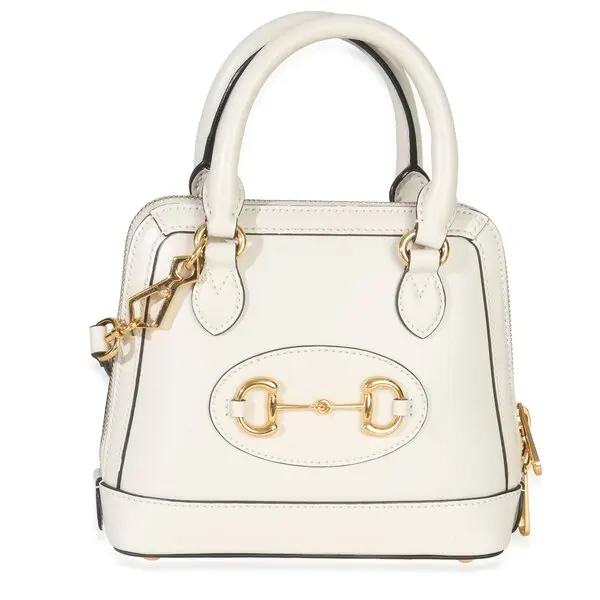 Gucci Smooth Leather 1955 Horsebit Top Handle Bag - White