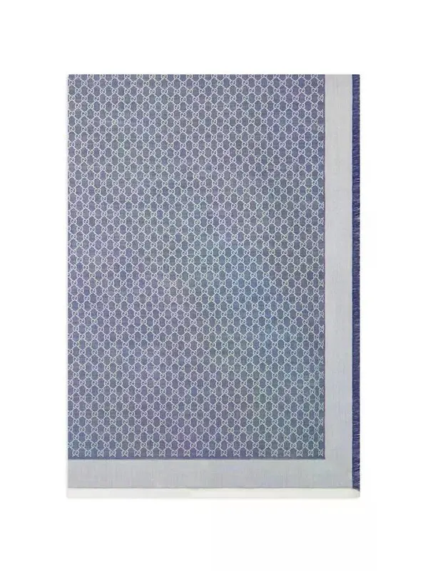 Gucci Fringed Logo-pattern Shawl - Blue