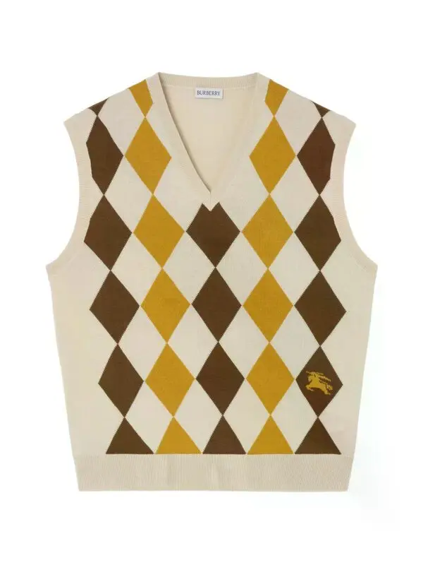 Burberry Argyle Wool Sweater Vest - Neutrals
