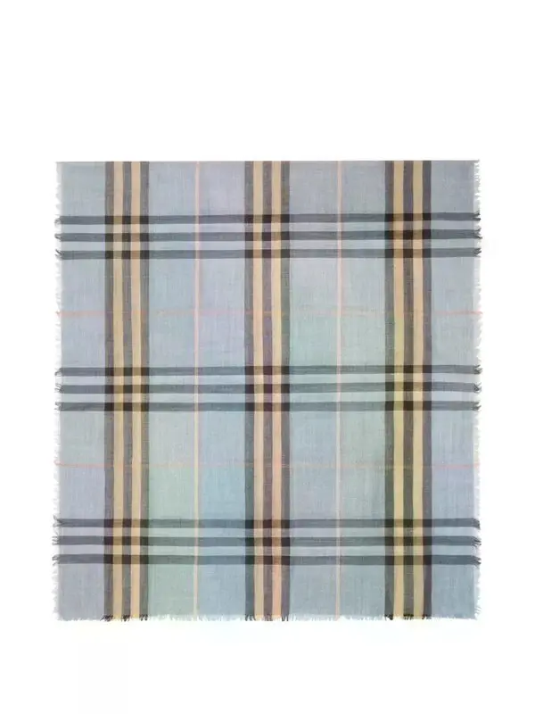 Burberry Reversible Check Wool Silk Scarf - Blue