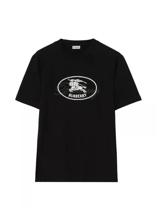 Burberry Knight-stamp Cotton T-shirt - Black