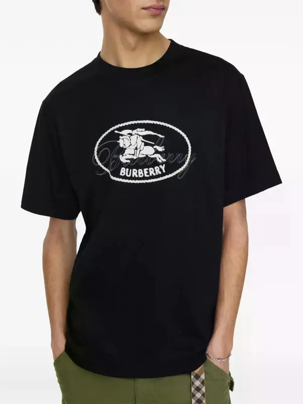 Burberry Knight Stamp Cotton T-shirt - Black