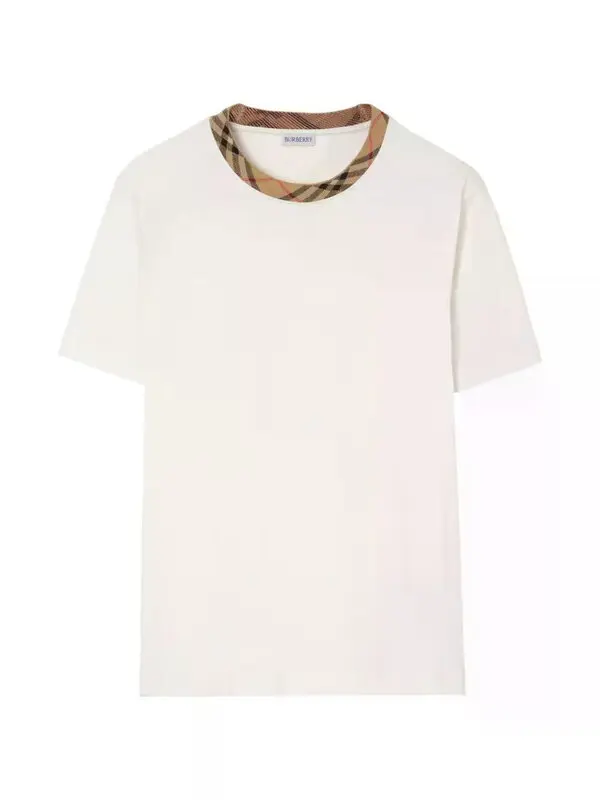 Burberry Check Trim Cotton T-shirt - Neutrals