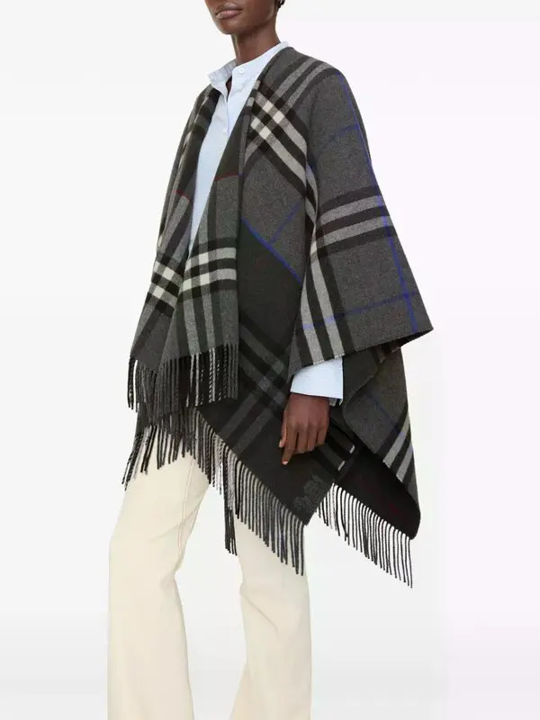Burberry Contrast Check Cashmere Wool Cape