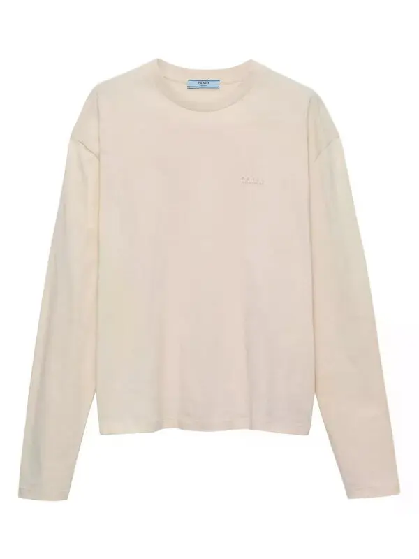 Prada Long-sleeve Logo T-shirt - Neutrals