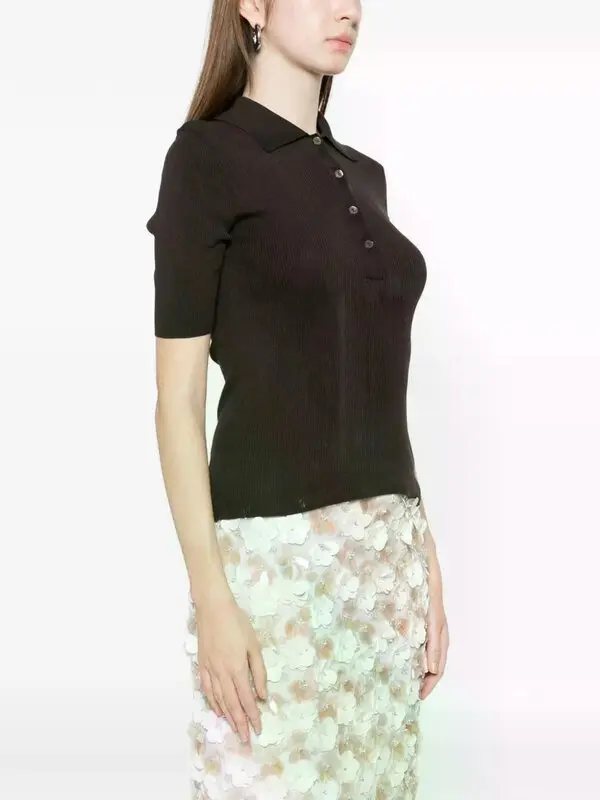 P.a.r.o.s.h Buttoned Knit Polo Shirt - Brown