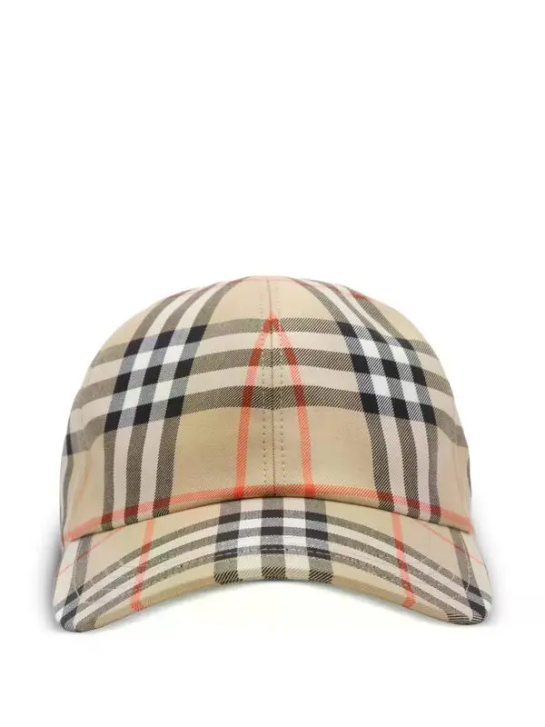 Burberry Check Cotton Baseball Cap - Neutrals