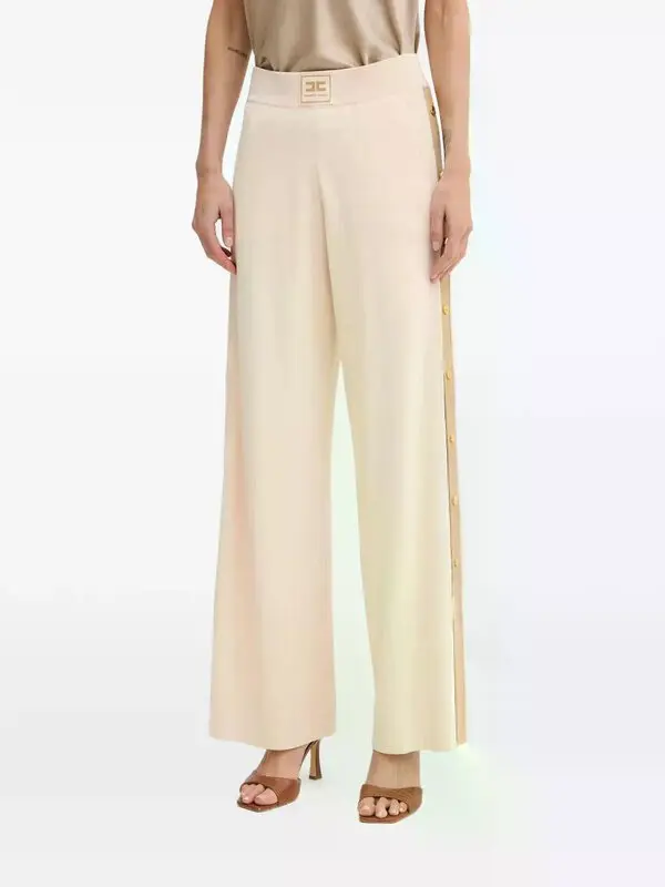 Elisabetta Franchi Side-stripe Logo-patch Trousers - Neutrals