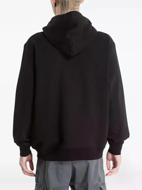 C.P. COMPANY Diagonal Raised Zip-up Cotton Hoodie - Black