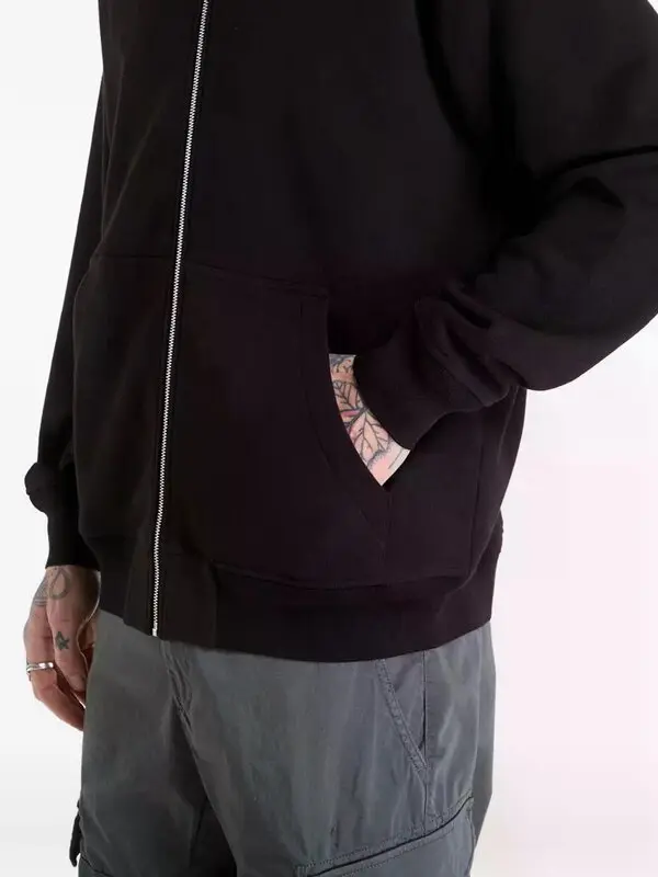 C.P. COMPANY Diagonal Raised Zip-up Cotton Hoodie - Black