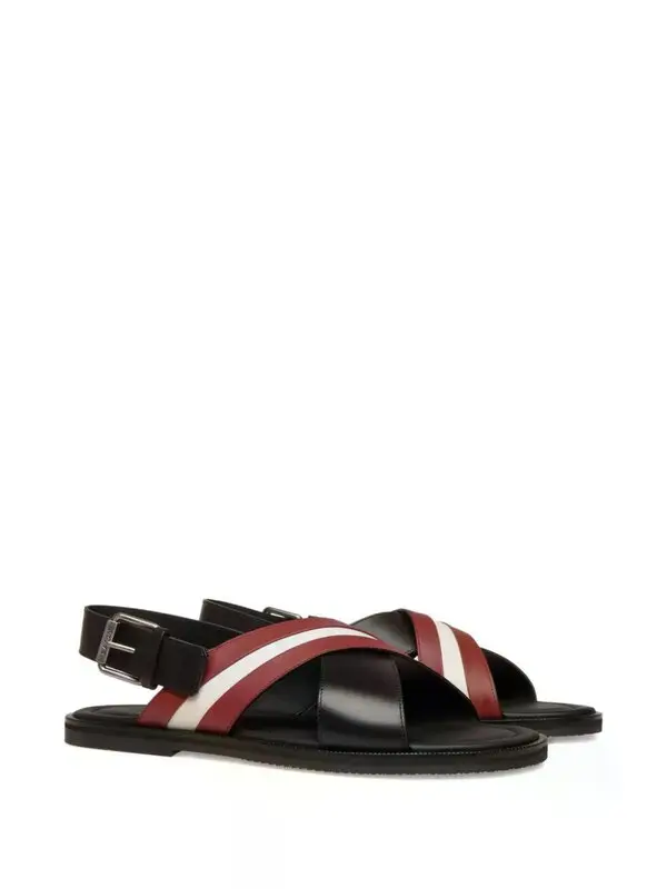 Bally Striped Cross-strap Sandals