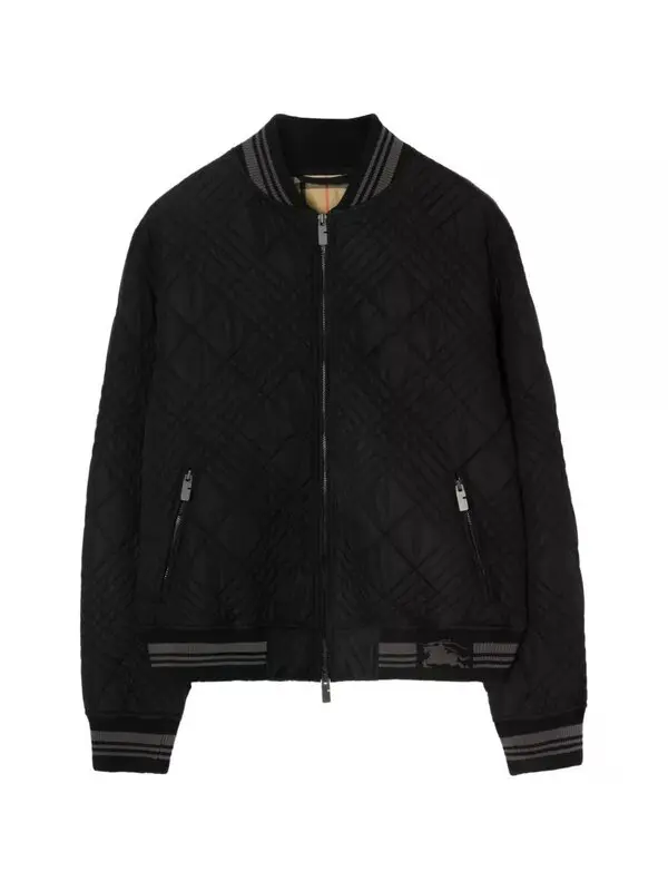 Burberry Micro Check-stitch Rakewood Bomber Jacket - Black