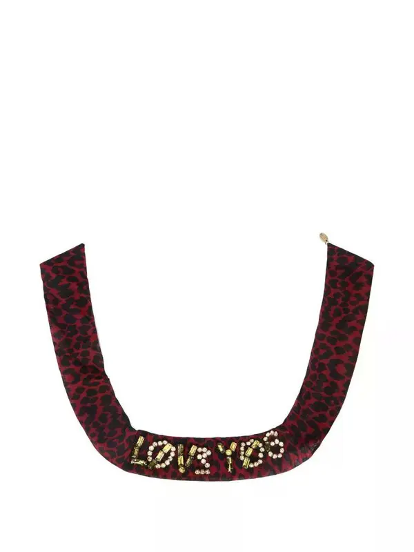 Red Valentino Animal Print Beaded Collar - Red