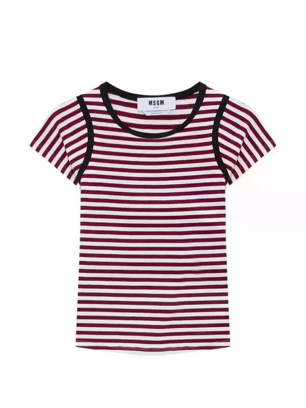 MSGM Striped Trim T-shirt - Red