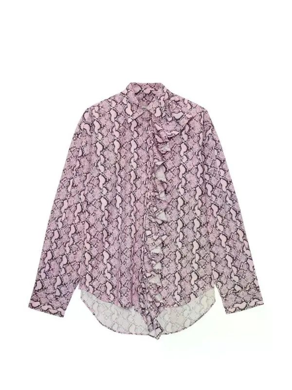 MSGM Ruffled Snake Print Shirt - Pink