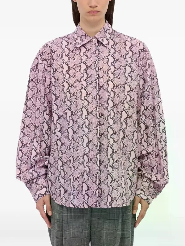 MSGM Ruffled Snake Print Shirt