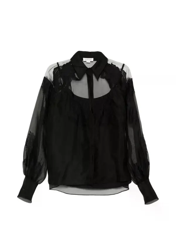Zuhair Murad Lace-appliqué Organza Shirt - Black