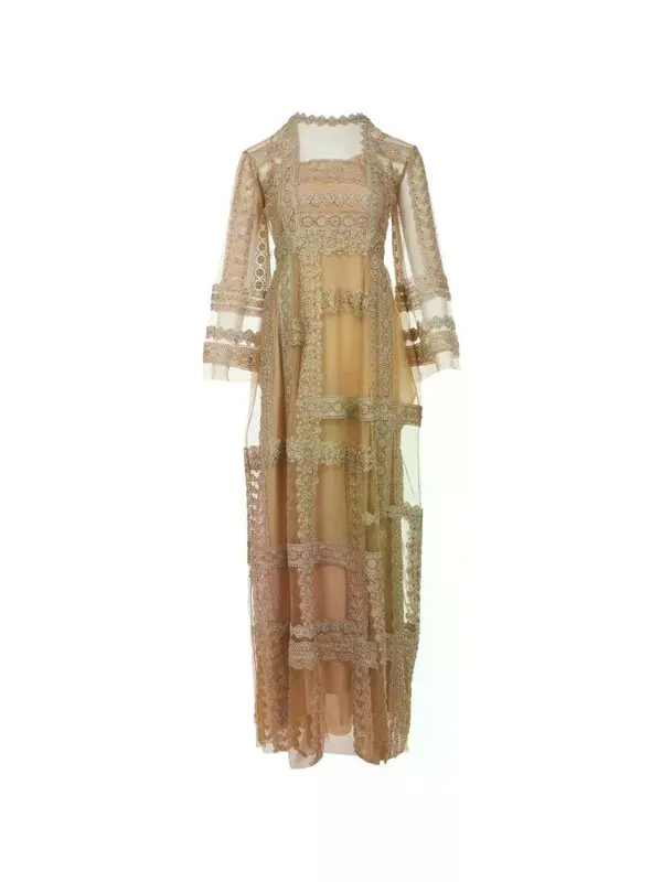 Biyan Lace Embroidered Dress - Neutrals