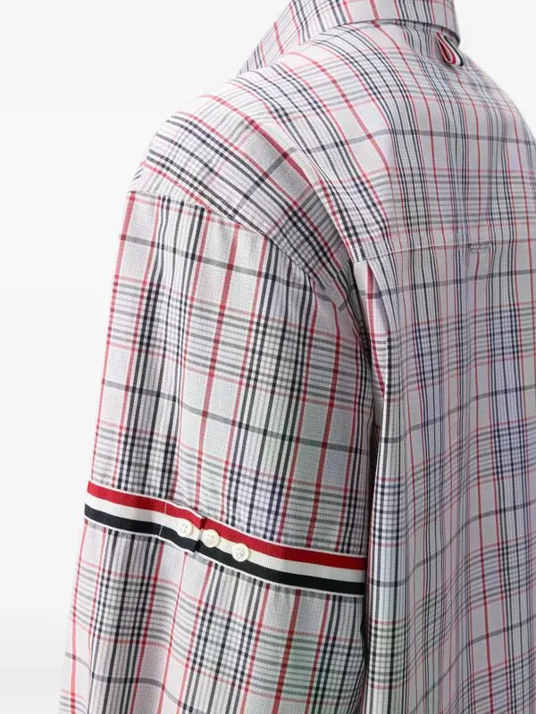 Thom Browne Plaid Check Poplin Armband Oversized Shirt