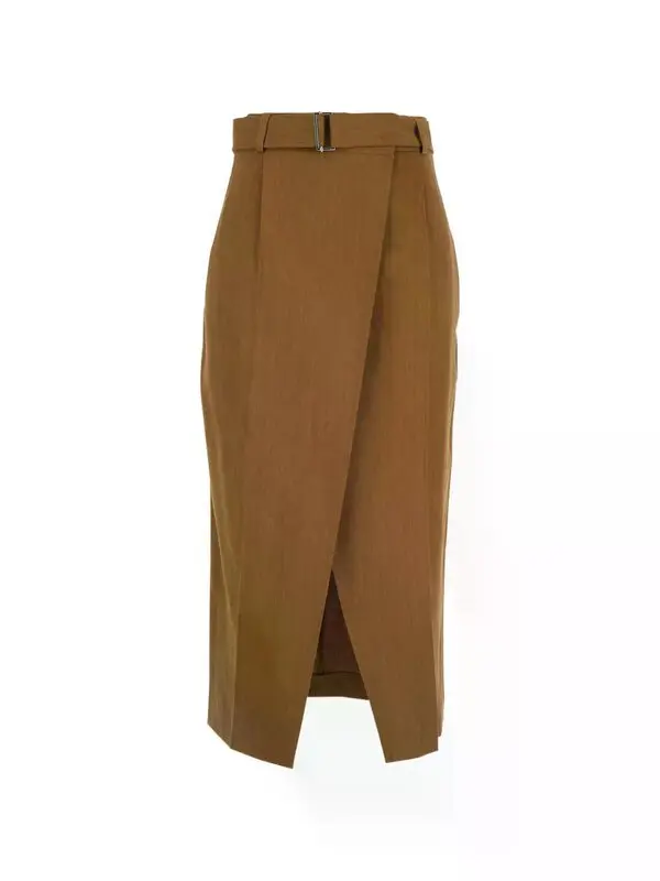 TELA Belted Midi Skirt - Brown